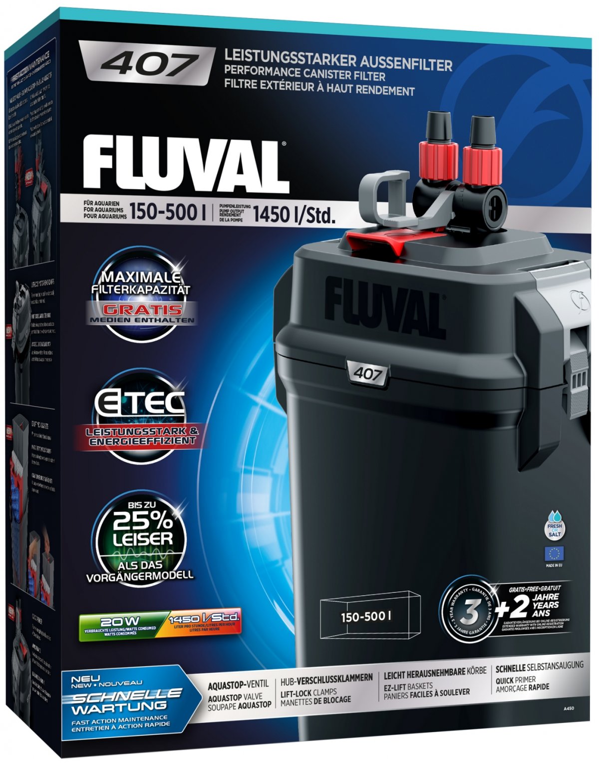 FLUVAL 407 - 1450l/h - Udvendig - Akvaland